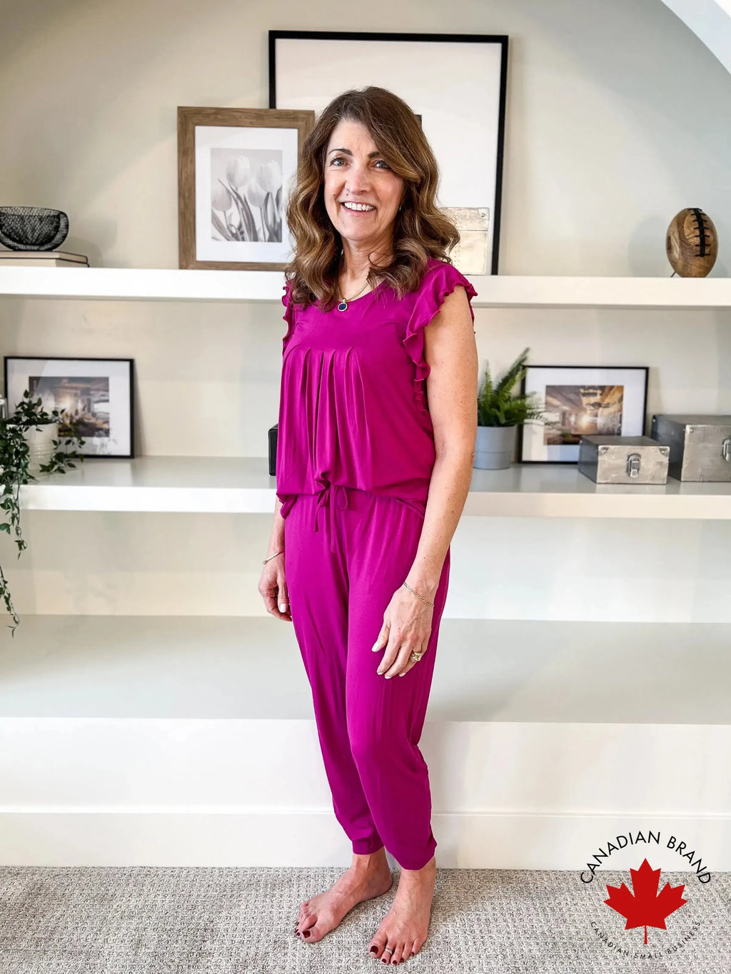 🍓 PJ Flutter Jogger Set Bamboo | Wildberry 🍓 – Cloud Nine Pajamas