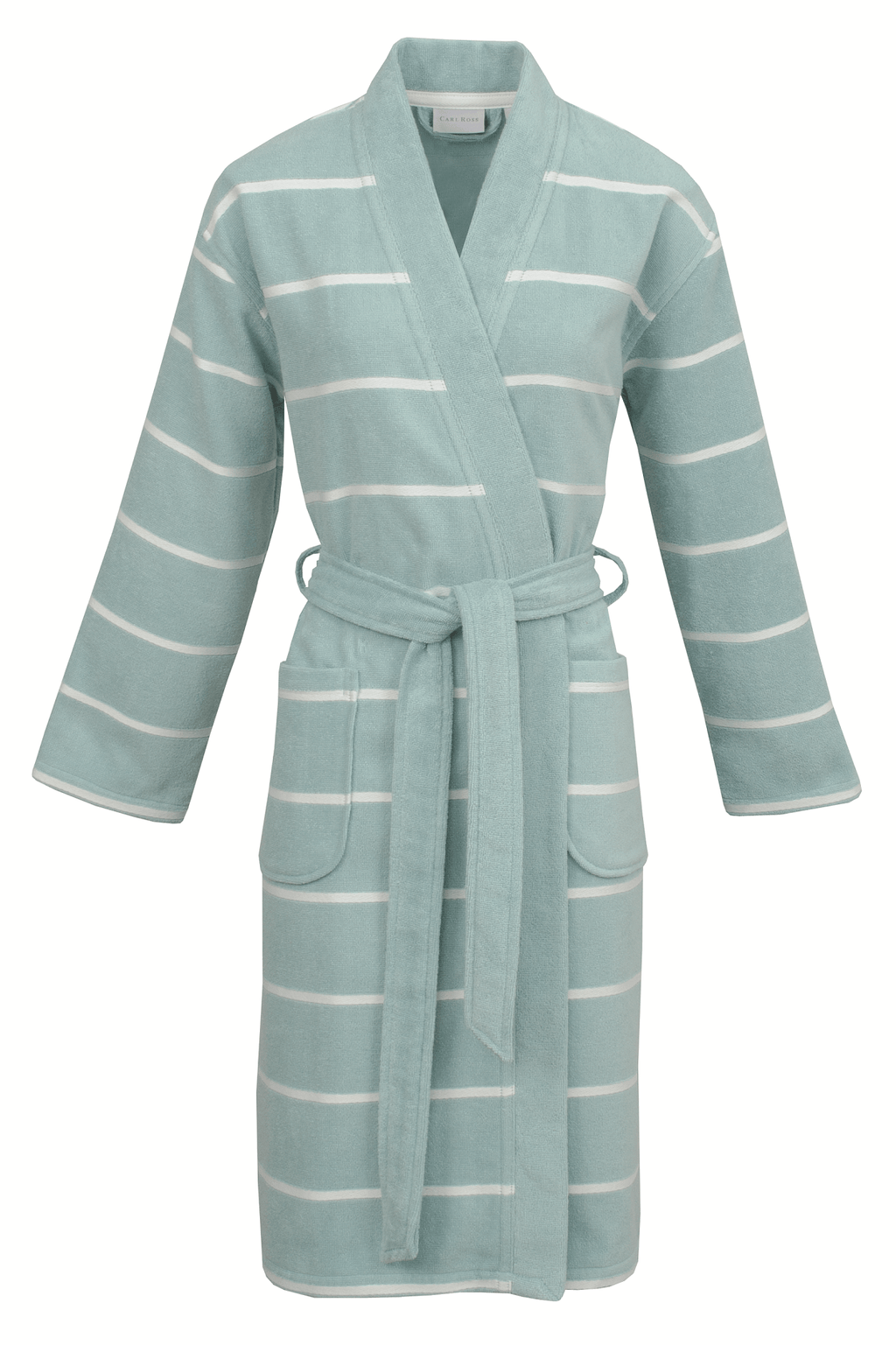 Carl Ross Unisex Cotton Robe – Blue & Off-White Stripe Bathrobe – Cloud ...