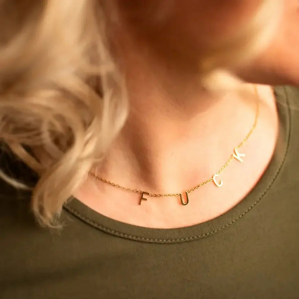 Swear F Necklace Gold – Cloud Nine Pajamas