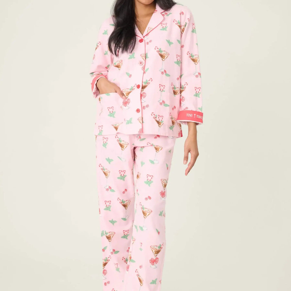 Tini Time Drink Print Flannel 3-Piece PJ Set | PJ Salvage – Cloud Nine ...