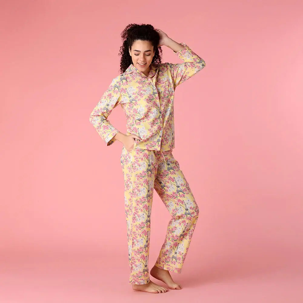 Paris PJ Set: Lightweight 100% Cotton Pajamas | Mahogany – Cloud Nine ...