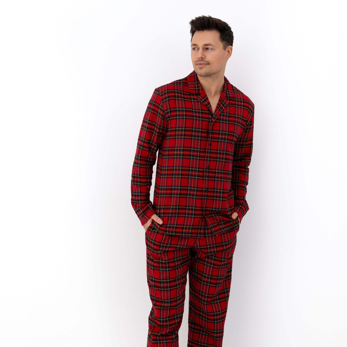 Philip Men's Cotton Flannel PJ Set - Cozy Red Plaid Comfort – Cloud ...